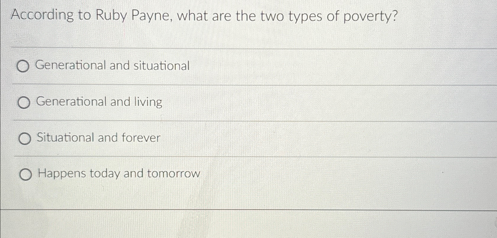 Solved According to Ruby Payne, what are the two types of | Chegg.com