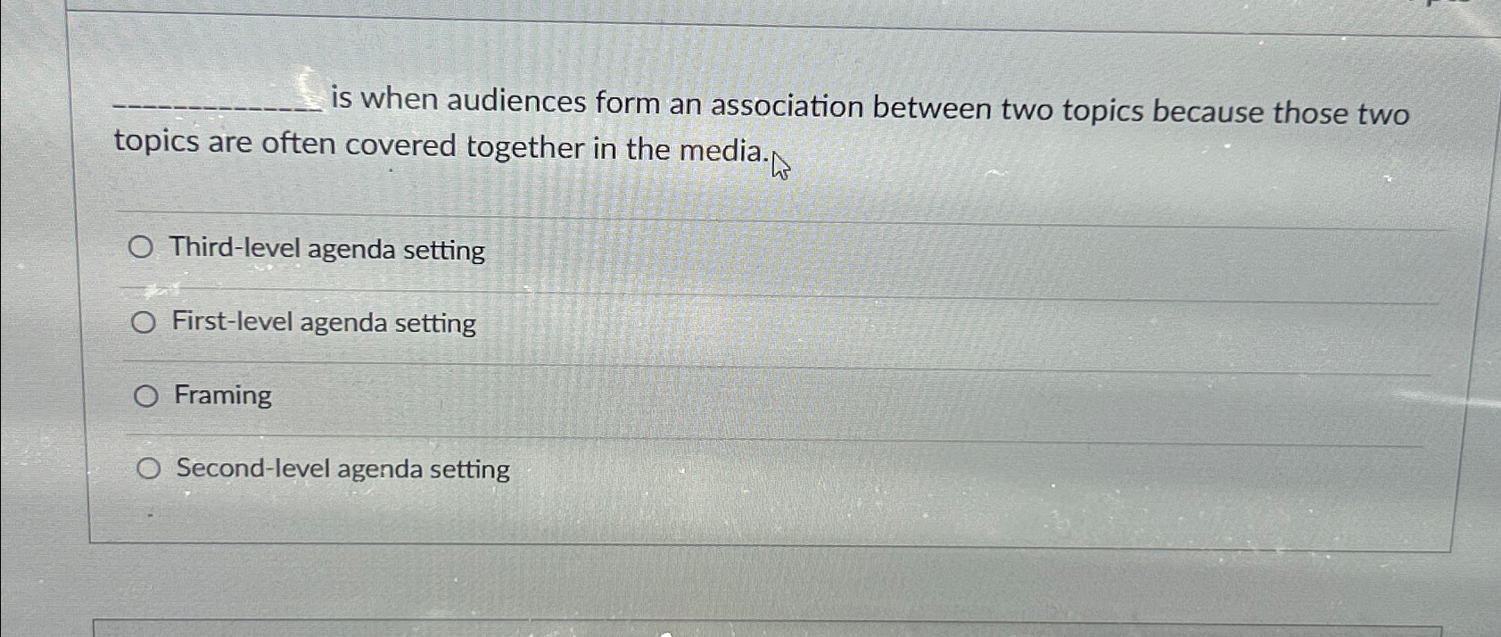 Solved is when audiences form an association between two | Chegg.com