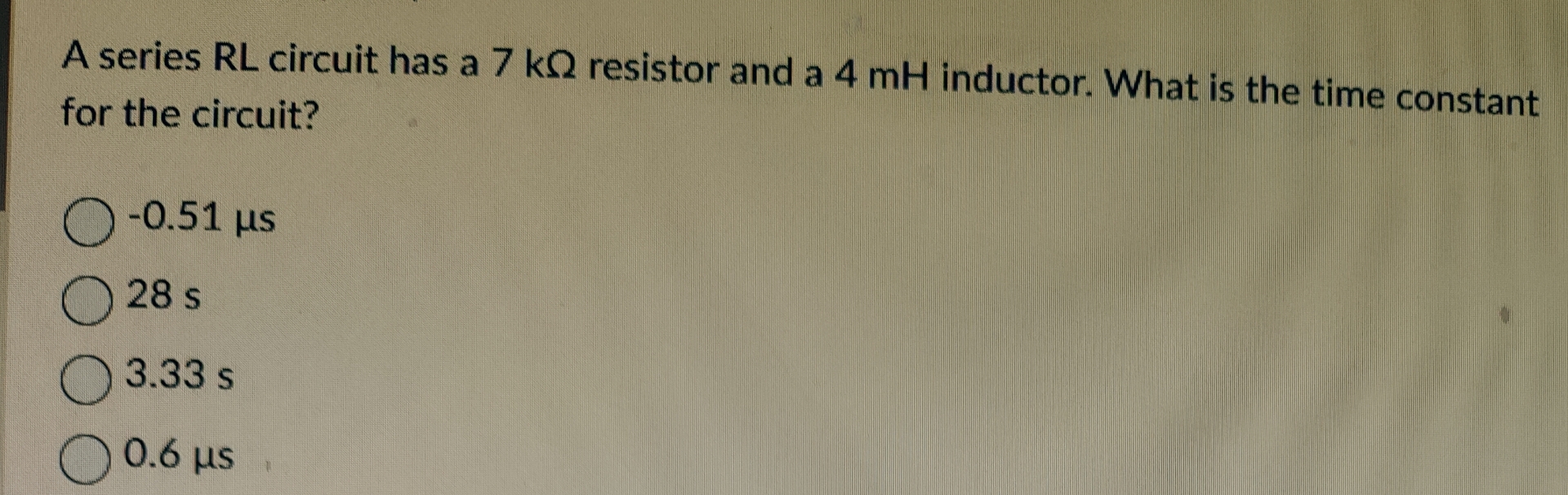 Solved A series RL ﻿circuit has a 7kΩ ﻿resistor and a 4mH | Chegg.com
