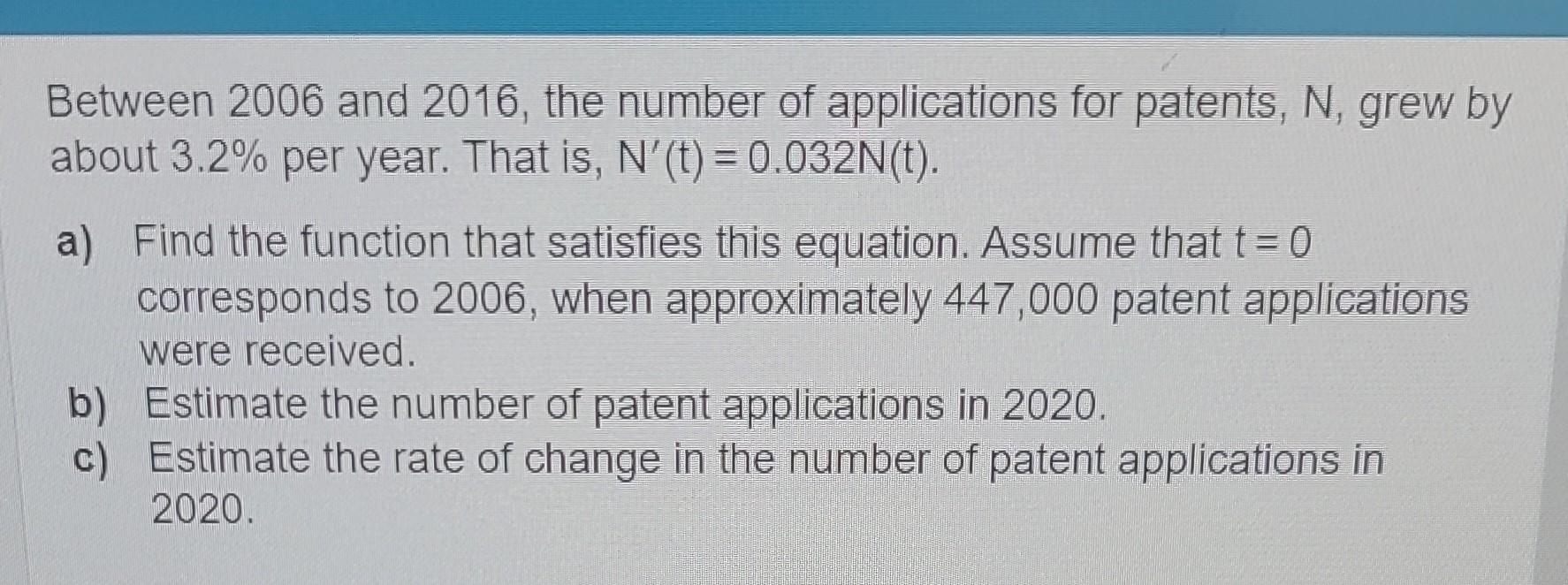 Solved Between 2006 and 2016, the number of applications for | Chegg.com