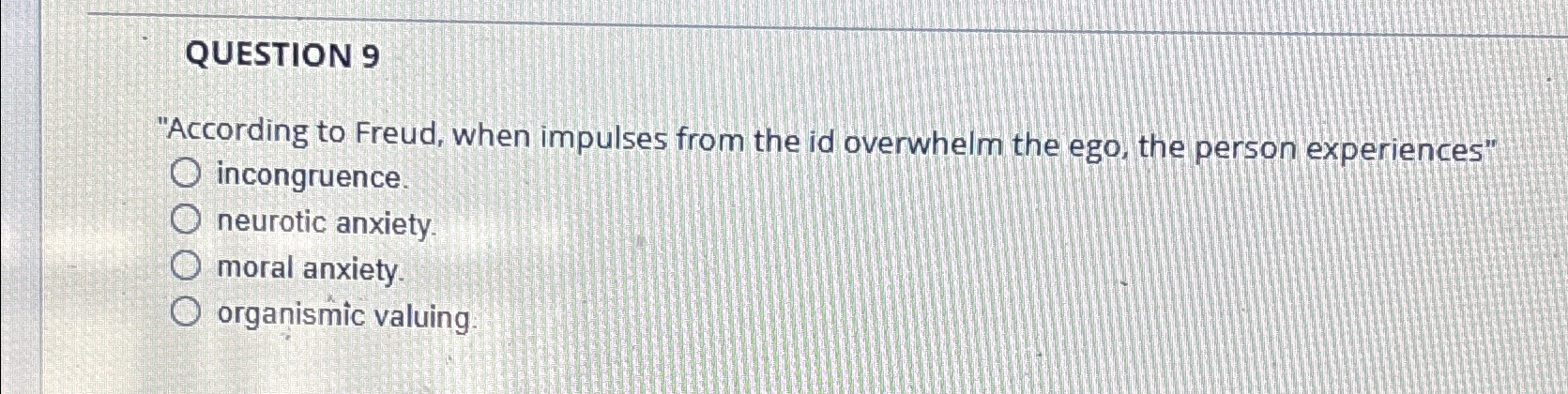Solved QUESTION 9"According to Freud, when impulses from the | Chegg.com