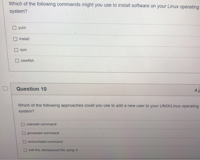 Solved Which of the following commands might you use to | Chegg.com