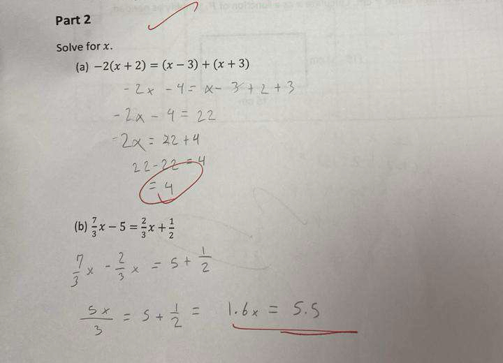 Solved Part 2Solve for x.]=[(x-3)+(x+3) ﻿(b) 73x-5=23x+12 | Chegg.com