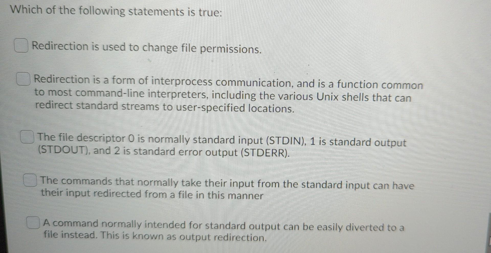 Solved Which of the following statements is true: | Chegg.com