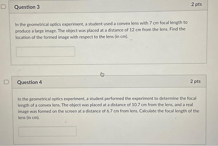 Solved In the geometrical optics experiment, a student used | Chegg.com