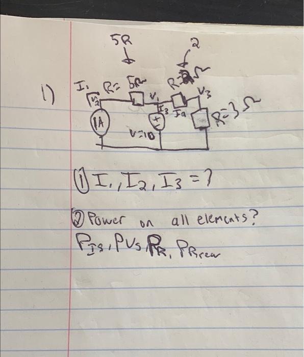 Solved (1) I1,I2,I3= ? (2) Power on all elements? PIs ,PVs | Chegg.com