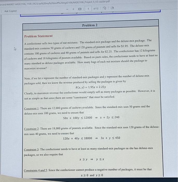 Solved Problem Statement A confectioner sells two types of | Chegg.com