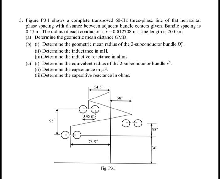 Solved 3. Figure P3.1 shows a complete transposed 60-Hz | Chegg.com