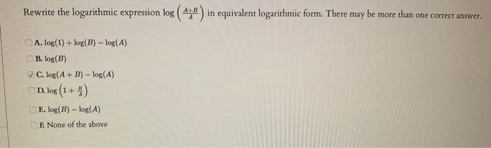Solved Rewrite the logarithmic expression log (440) in | Chegg.com