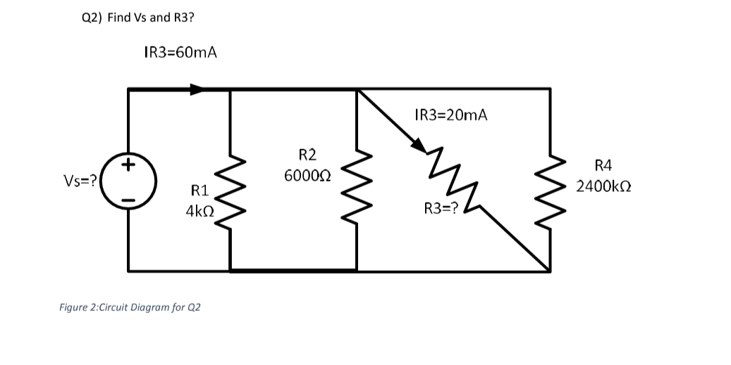 Solved Q2) ﻿Find Vs and R3?Figure 2:Circuit Diagram for Q2 | Chegg.com