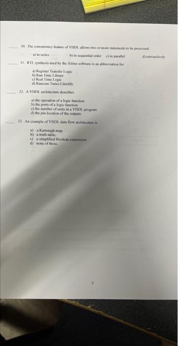 Solved The following VHDL code pertains to questions 19 | Chegg.com