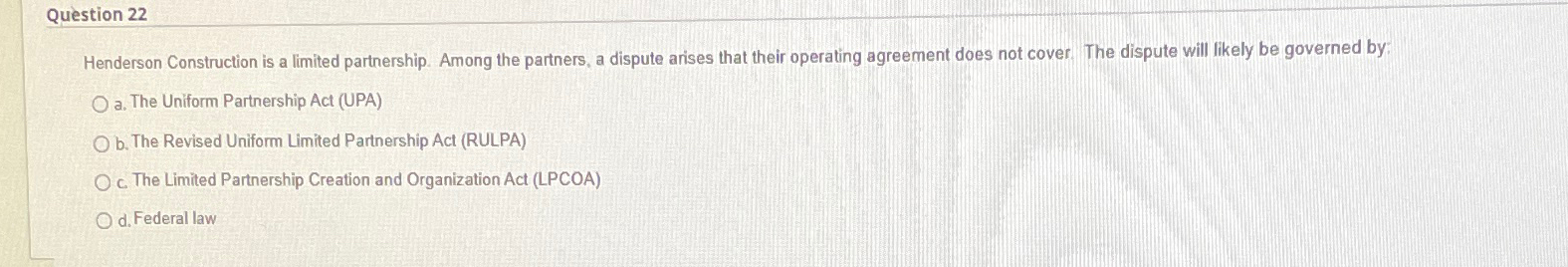 Solved Question 22Henderson Construction is a limited | Chegg.com