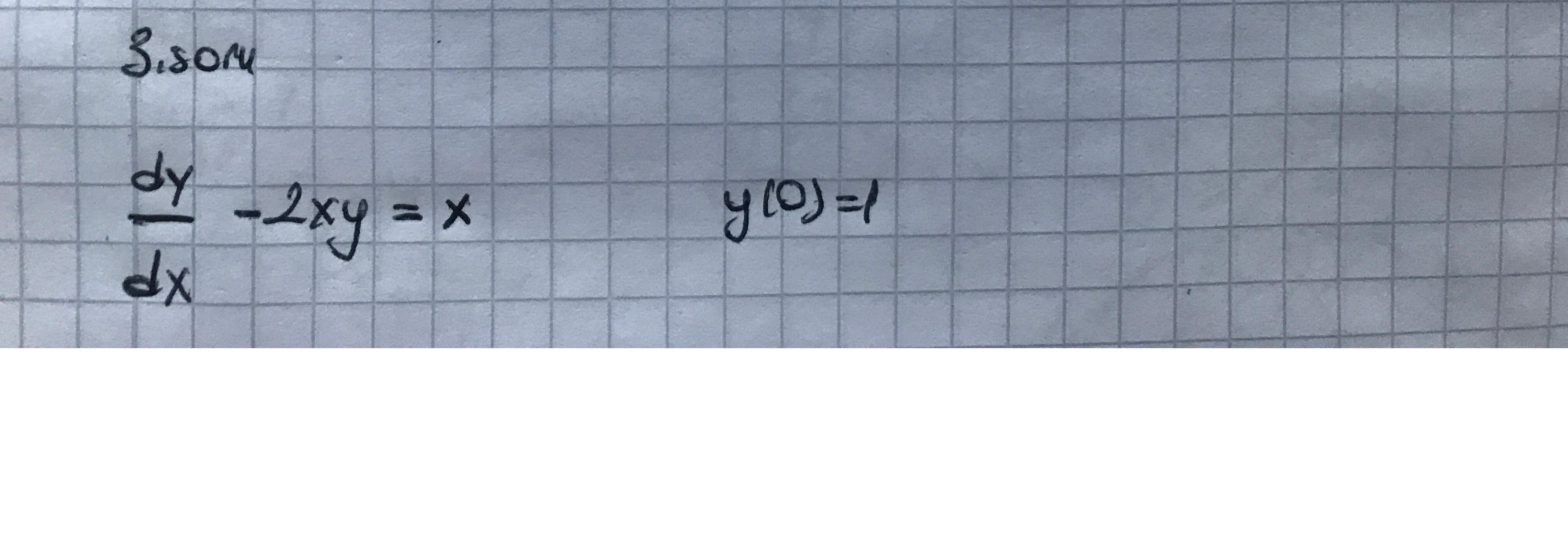 Solved dydx-2xy=x,y(0)=1 ﻿Diferansiyel denkleminin özel | Chegg.com