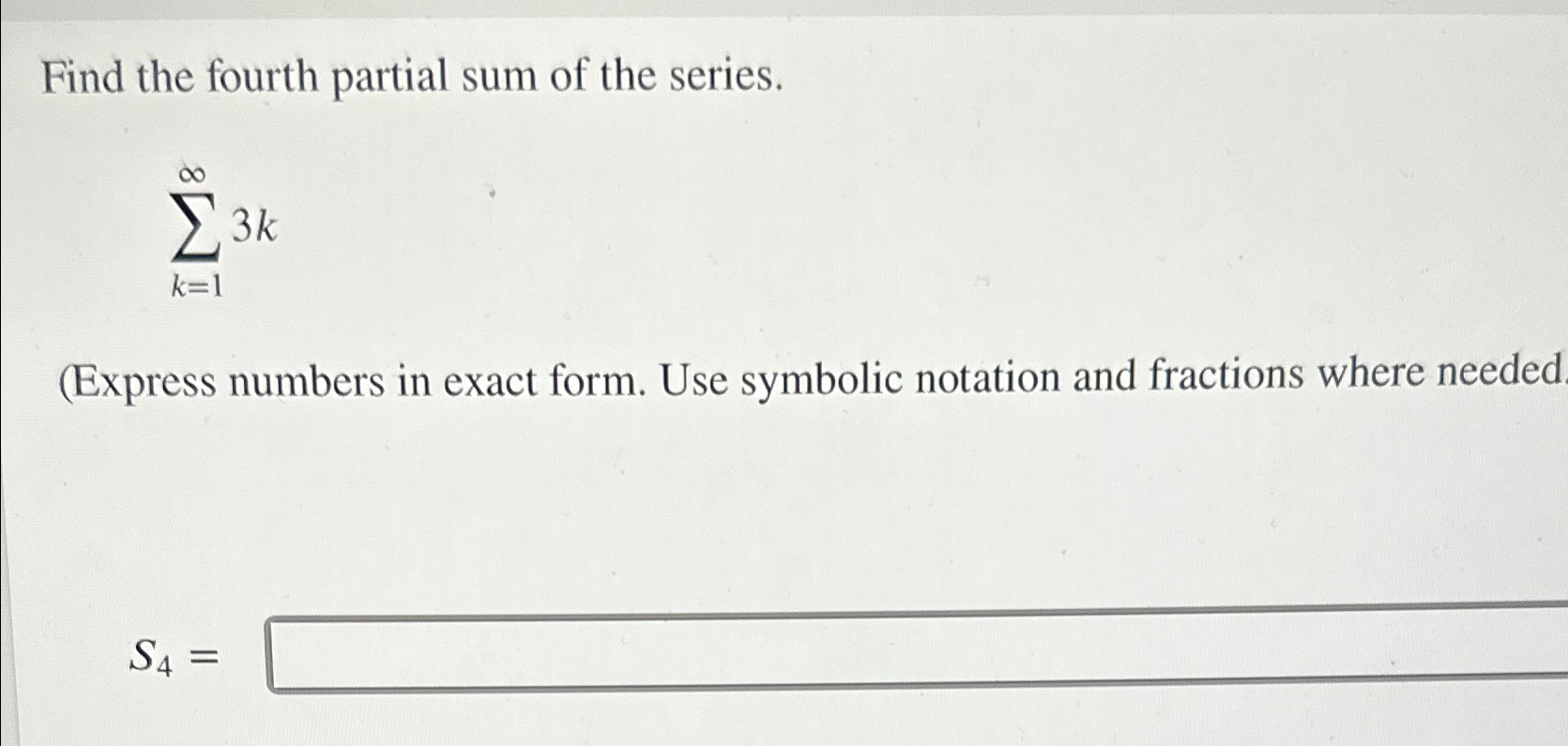 Solved Find the fourth partial sum of the | Chegg.com Solved Find the fourth partial sum of the | Chegg.com