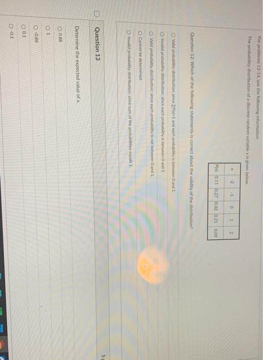 Solved For problems 12-14, use the following information The | Chegg.com