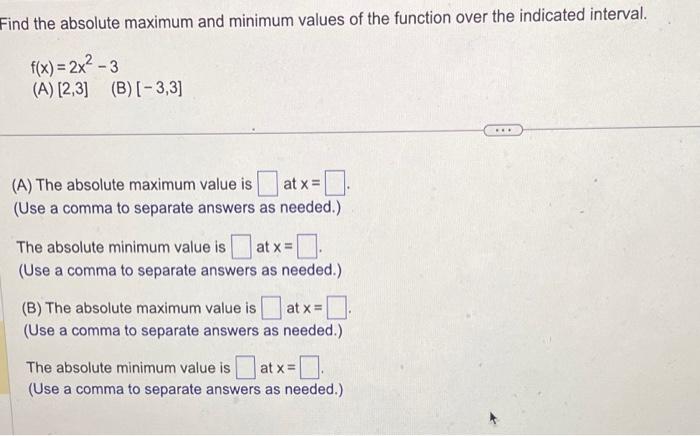 Solved Ind The Absolute Maximum And Minimum Values Of The