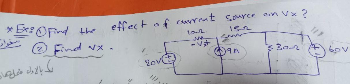 Solved Ex: Find the effect of current source on Vx ?(2) | Chegg.com
