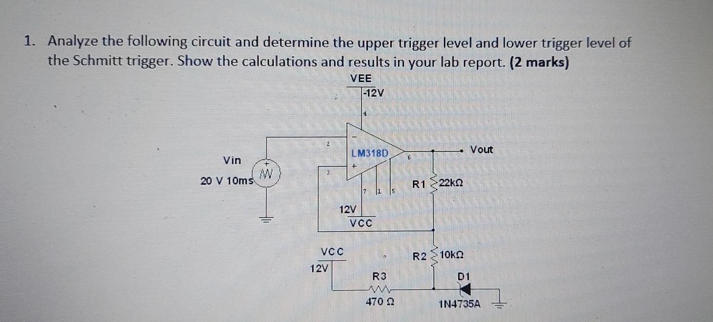 Solved 1. Analyze the following circuit and determine the | Chegg.com