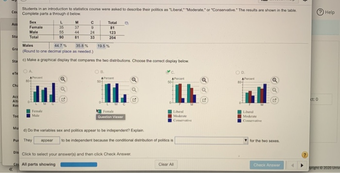 Solved Do The Variables Sex And Politics Appear To Be 