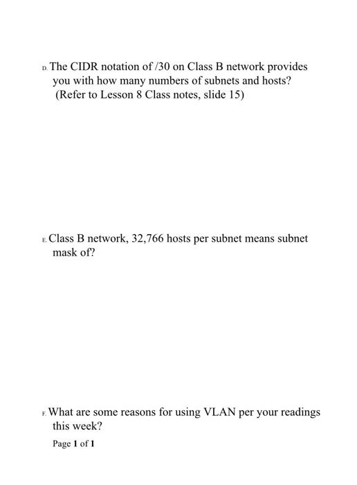 Solved 1. What is CIDR notation for | Chegg.com