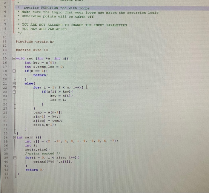 Solved rewrite FUNCTION rec with loops Make sure the logic | Chegg.com