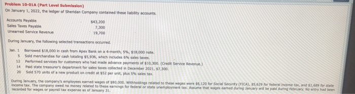 Solved Problem 10-01A (Part Level Submission) On January 1, | Chegg.com