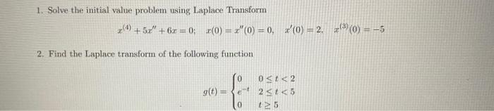 Solved 1. Solve the initial value problem using Laplace | Chegg.com