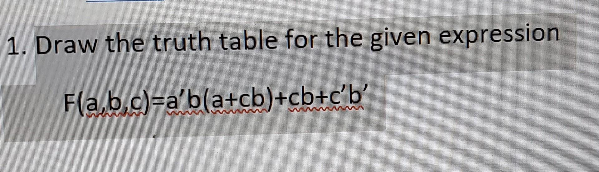Solved 1. Draw the truth table for the given expression | Chegg.com