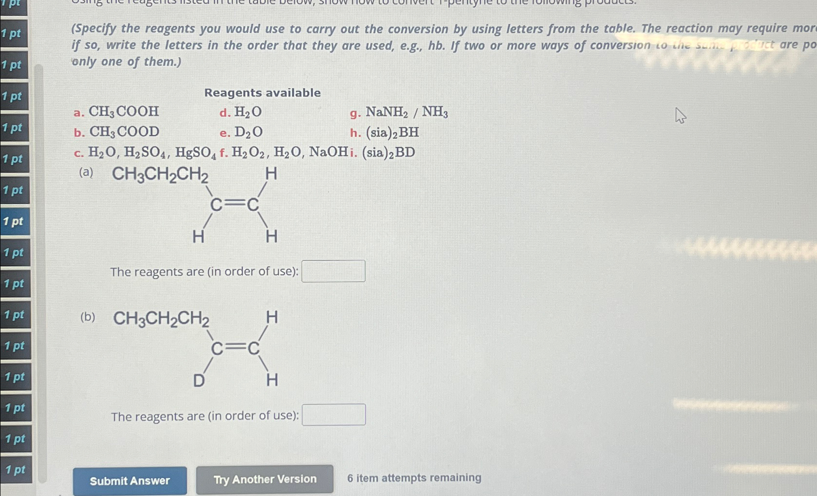 Solved (Specify the reagents you would use to carry out the | Chegg.com