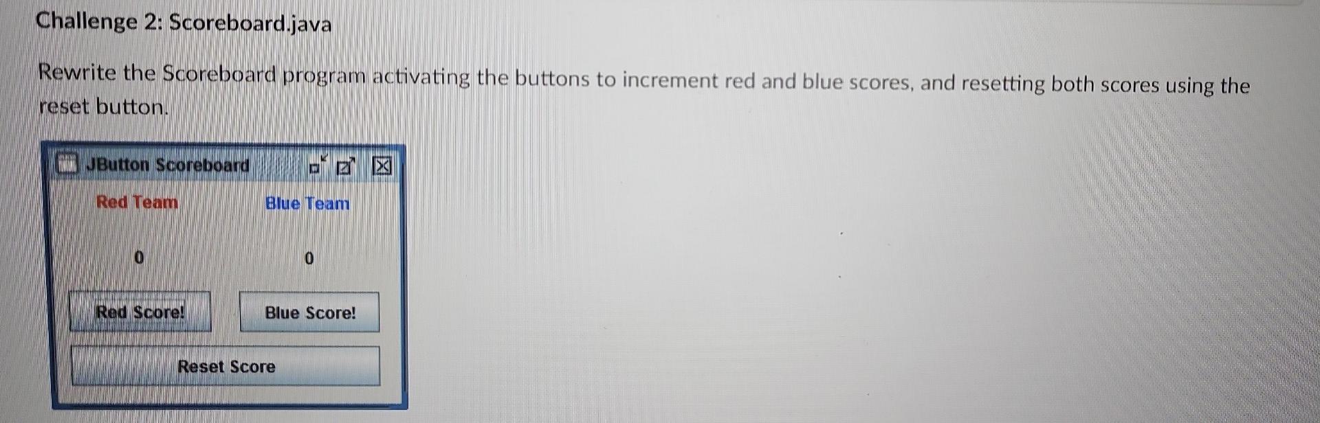 Solved Rewrite the Scoreboard program activating the buttons | Chegg.com