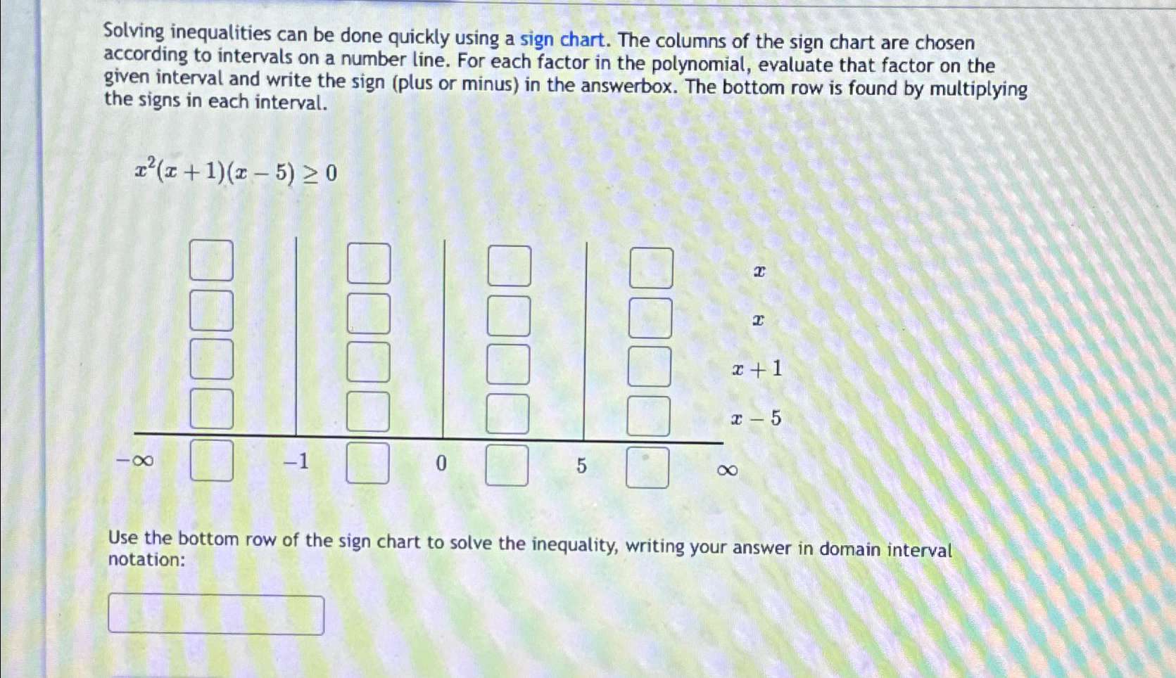 Solved Solving inequalities can be done quickly using a sign | Chegg.com
