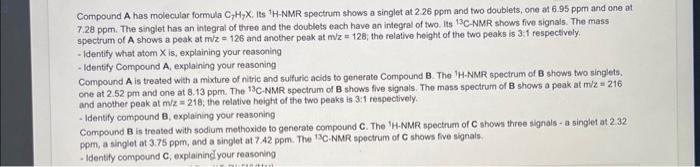 Solved Compound \\( \\mathrm{A} \\) has molecular formula | Chegg.com