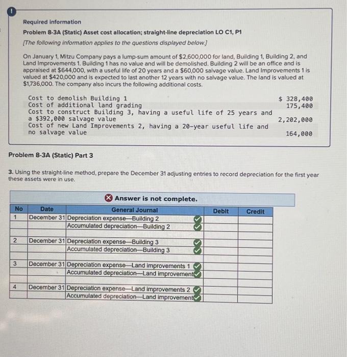 Solved Required information Problem 8-3A (Static) Asset cost | Chegg.com