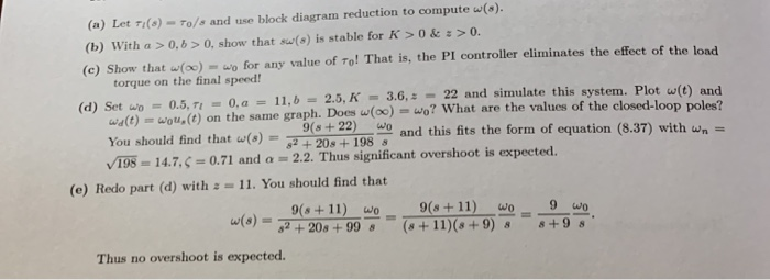 Solved Problem 13 Disturbance Rejection Using a PI Speed | Chegg.com