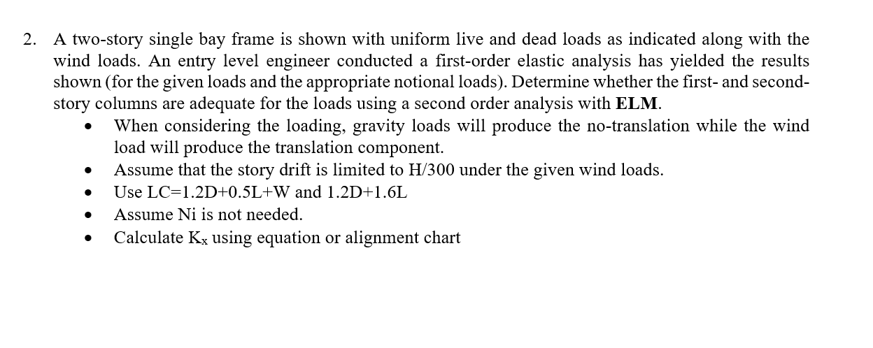 Solved 2. ﻿A two-story single bay frame is shown with | Chegg.com