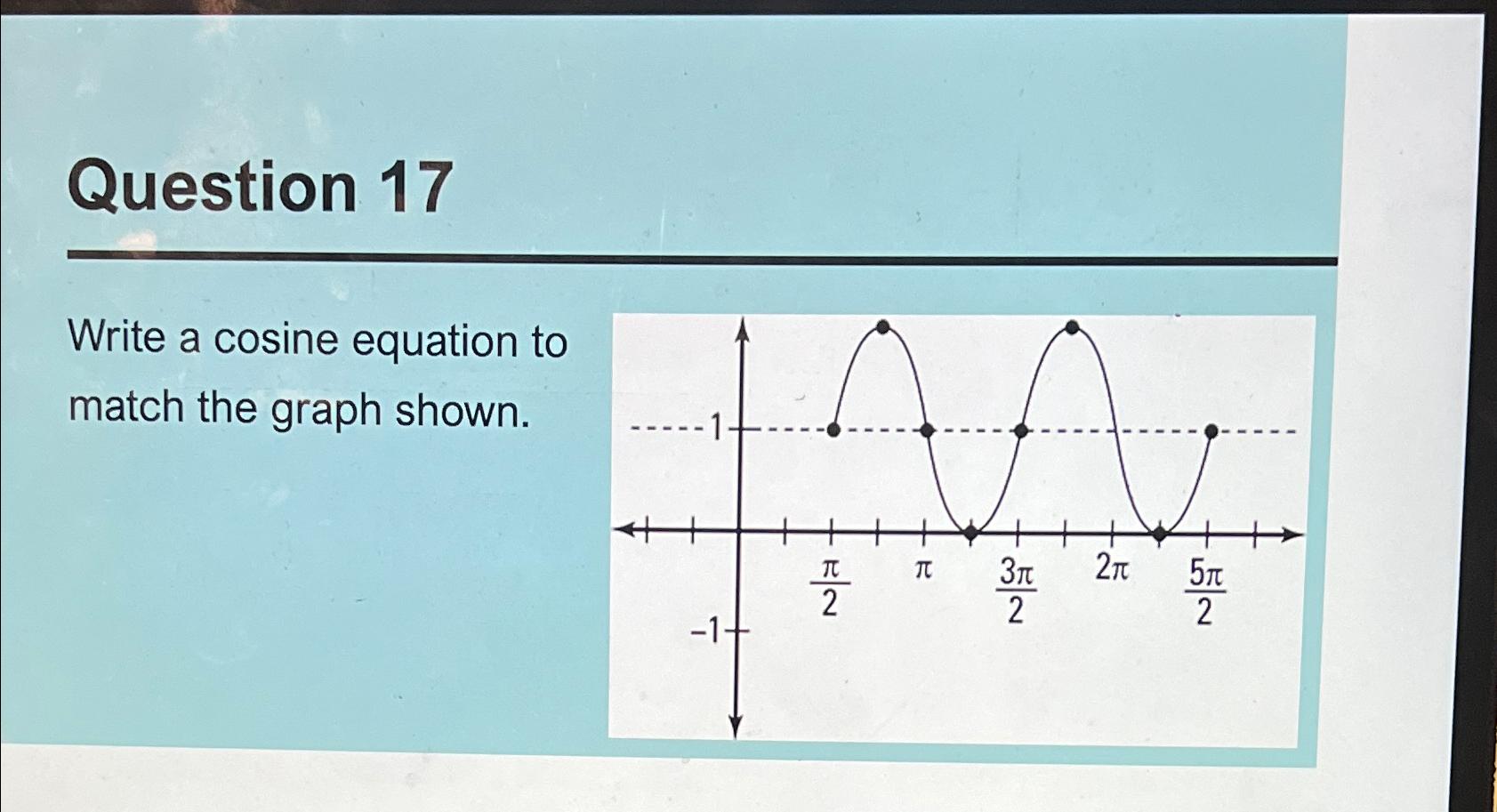 Solved Question 17Write a cosine equation to match the graph | Chegg.com