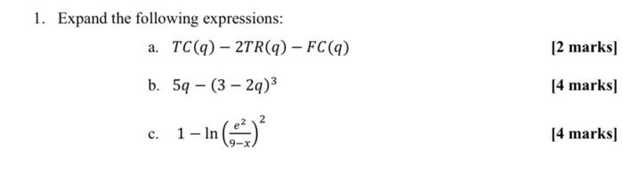 Solved 1. Expand the following expressions: a. | Chegg.com