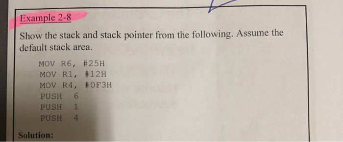 Solved Example 2-8 Show the stack and stack pointer from the | Chegg.com