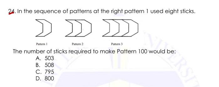Solved 24 In The Sequence Of Patterns At The Right Pattern Chegg