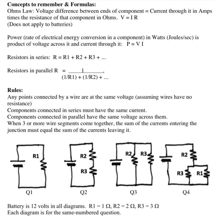 Solved Concepts to remember & Formulas: Ohms Law: Voltage | Chegg.com