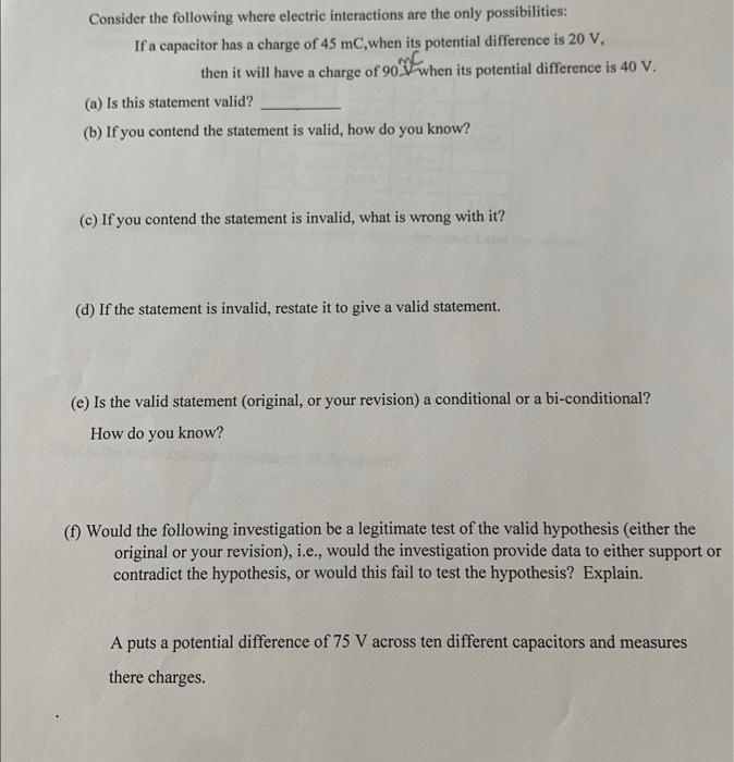 Solved Consider the following where electric interactions | Chegg.com
