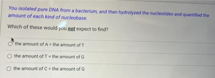 Solved You isolated pure DNA from a bacterium, and then | Chegg.com