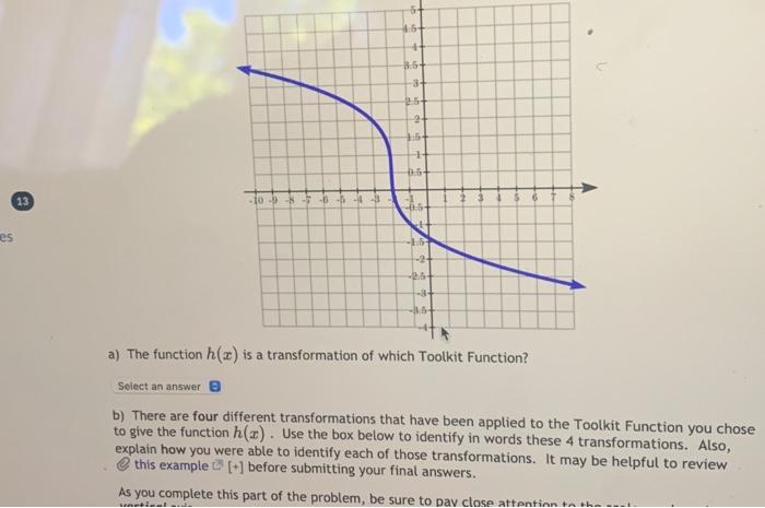 a) The function h(x) is a transformation of which | Chegg.com