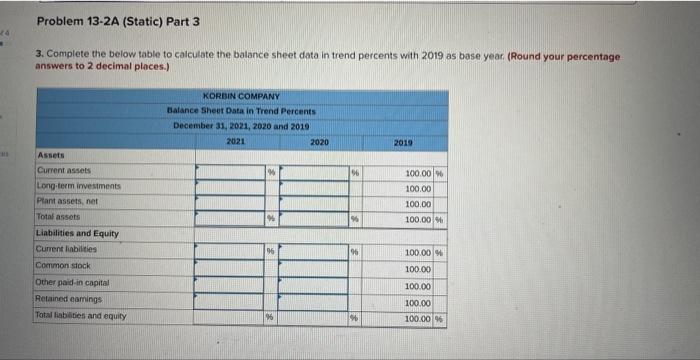 Solved Problem 13-2A (Static) Ratios, common-size | Chegg.com