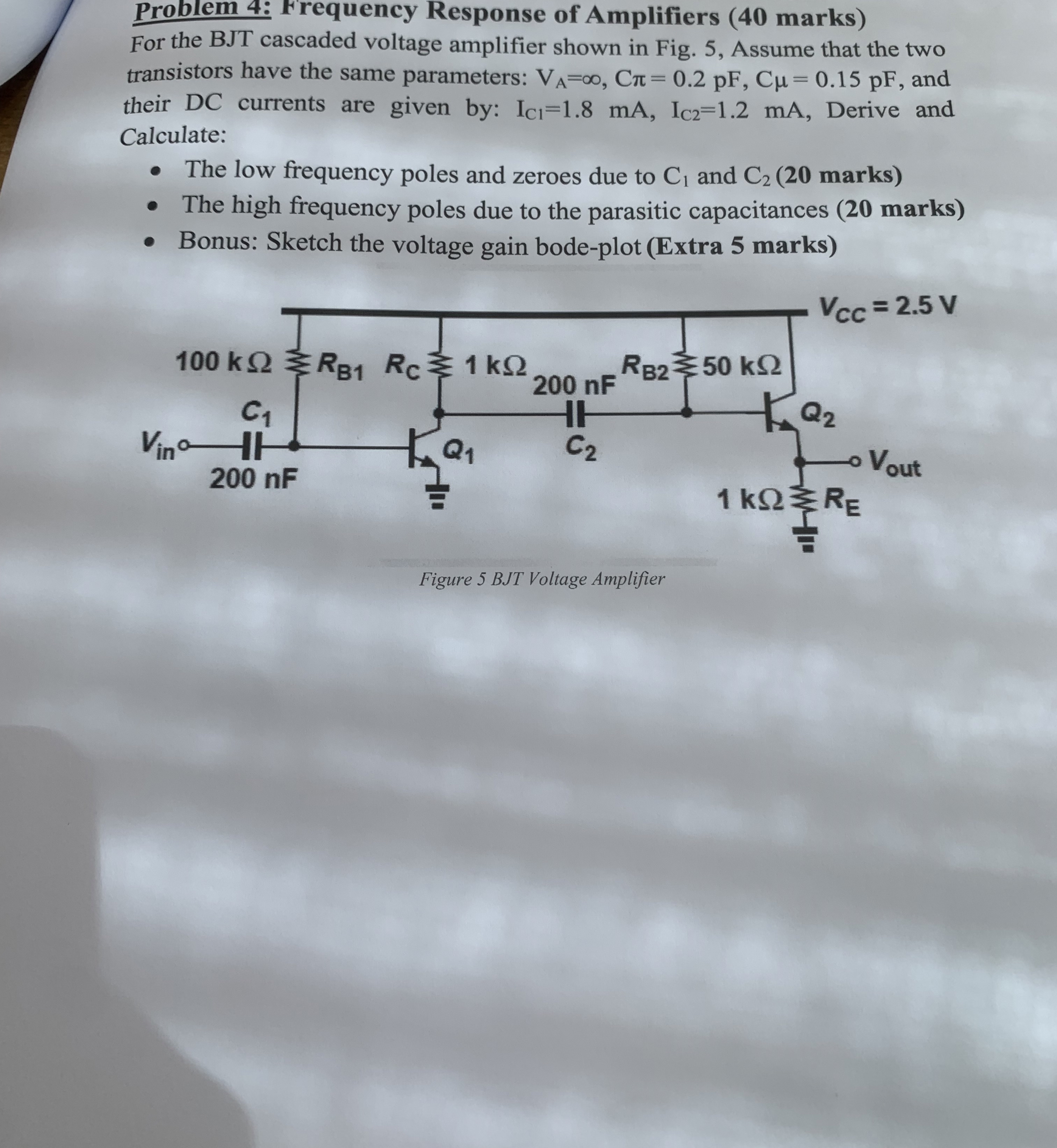Solved Problem 4: Frequency Response of Amplifiers ( 40 | Chegg.com