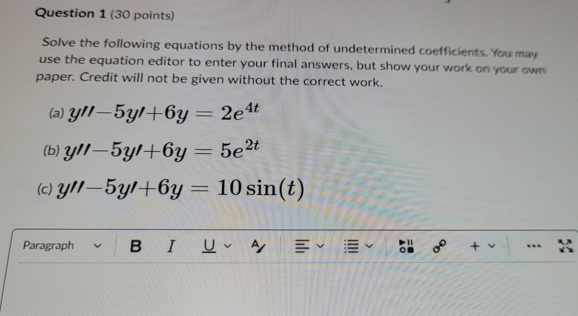 Solved Question 1 (30 ﻿points)Solve the following equations | Chegg.com