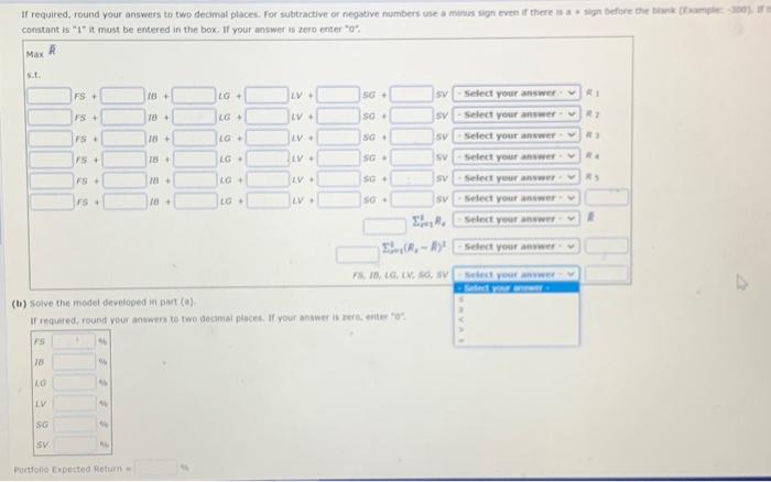 Solved (a) Construct this version of the Markowitz model for | Chegg.com Solved (a) Construct this version of the Markowitz model for | Chegg.com