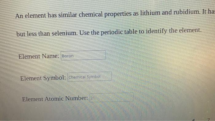 An element has similar chemical properties as lithium | Chegg.com