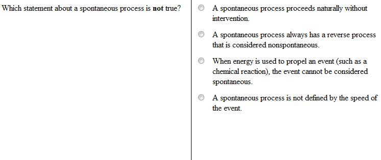 Solved Which statement about a spontaneous process is not | Chegg.com