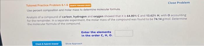 Solved Tutored Practice Problem 8.1.6 Use percent | Chegg.com